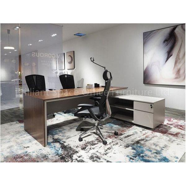 BSG-Concise Managerial Office Desk 專業辦公桌 | 高級木皮配時尚設計及雙寬抽屜 – Brilliant SPACE